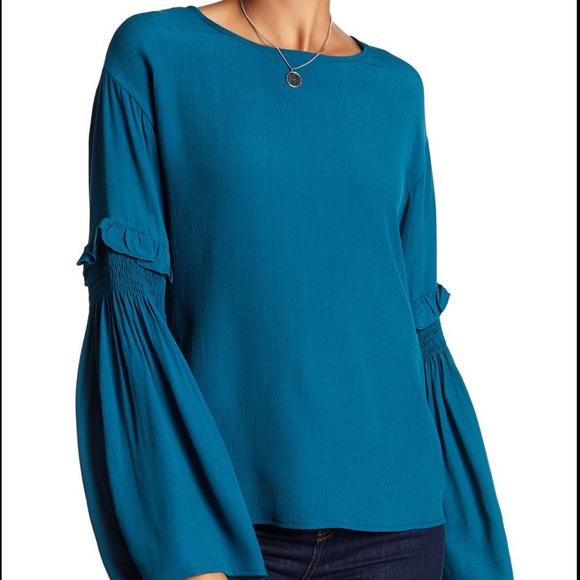 Ro & De | Tops | Ro De Smocked Bell Sleeve Blouse | Poshmark